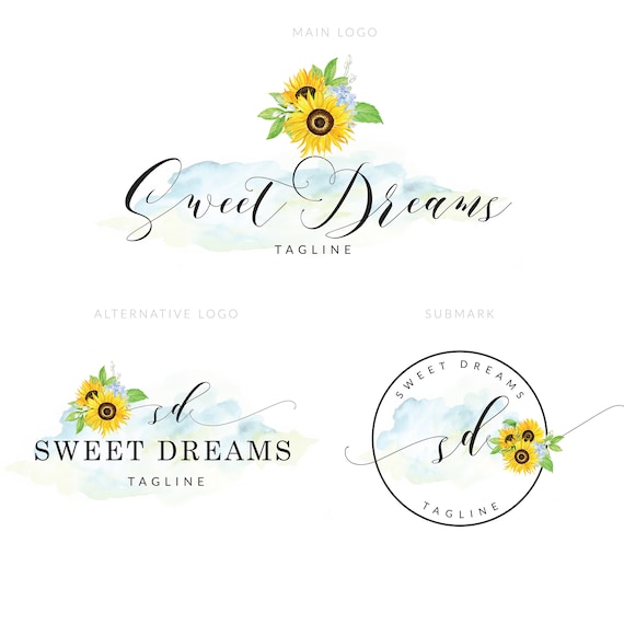 Sunflower Logo Design Floral Logo Premade Logo Design | Etsy
