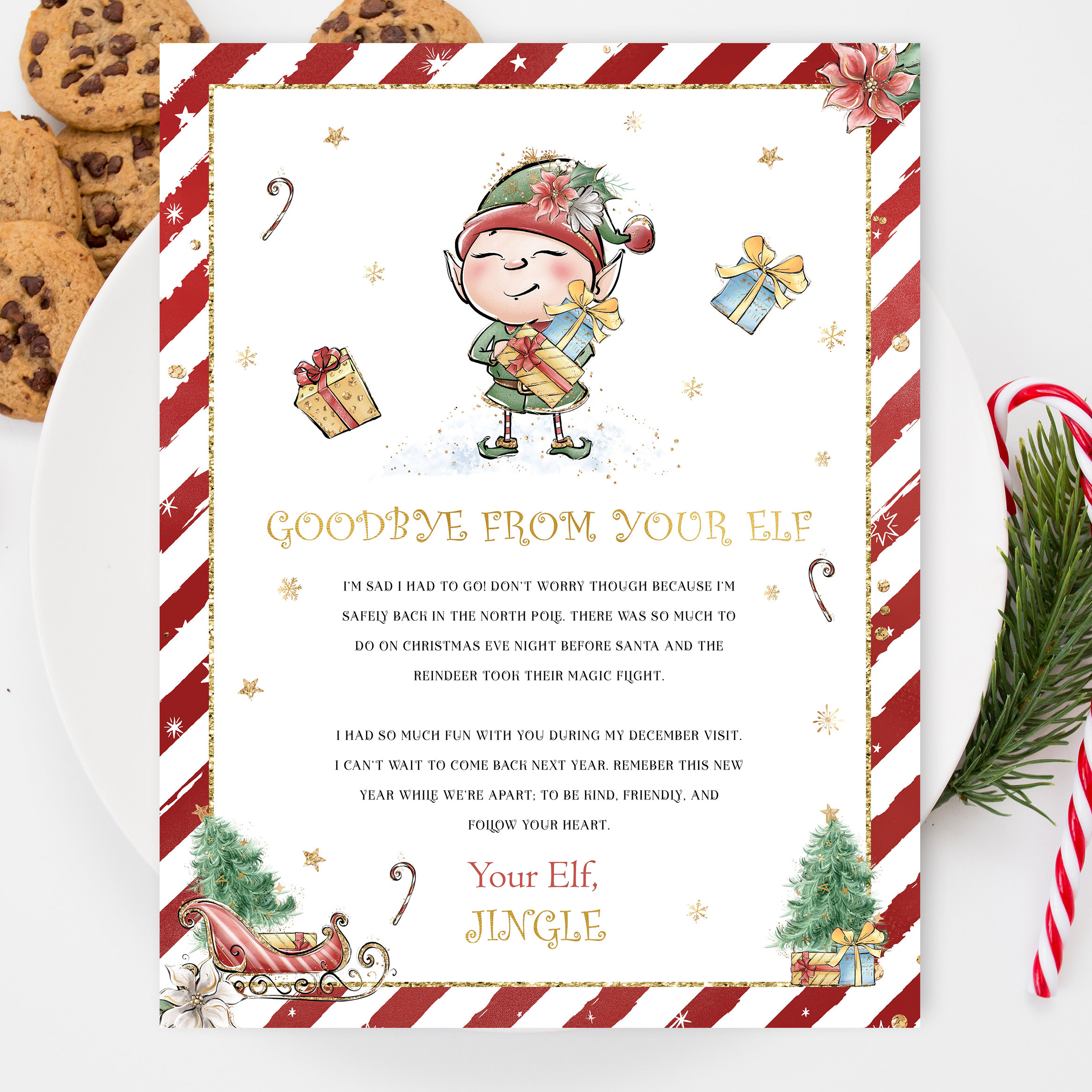 Editable Elf Goodbye Letter Bye for Now Letter Goodbye | Etsy