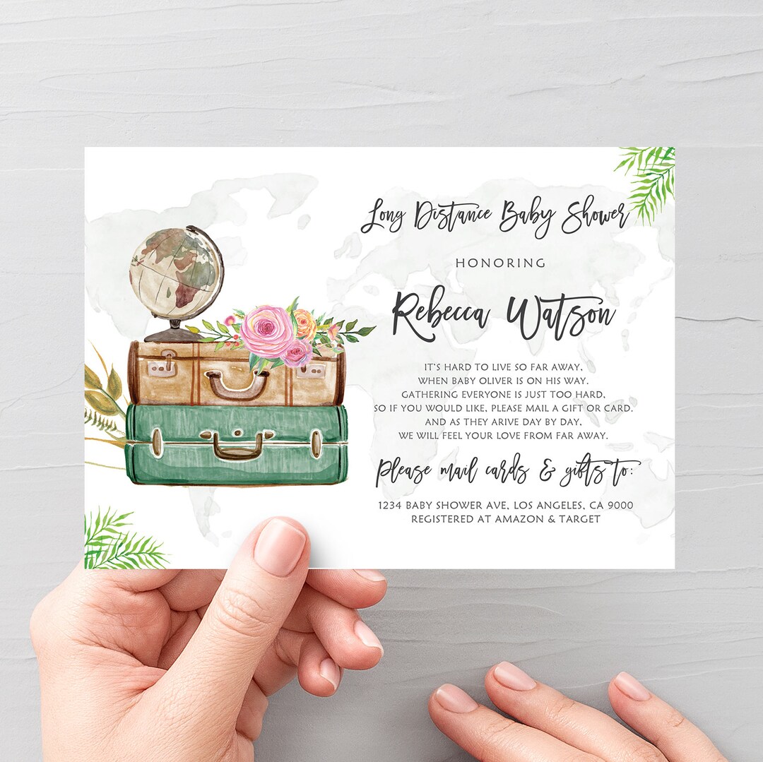 Long Distance Baby Shower Invitation Shower by Mail Invite Globe ...
