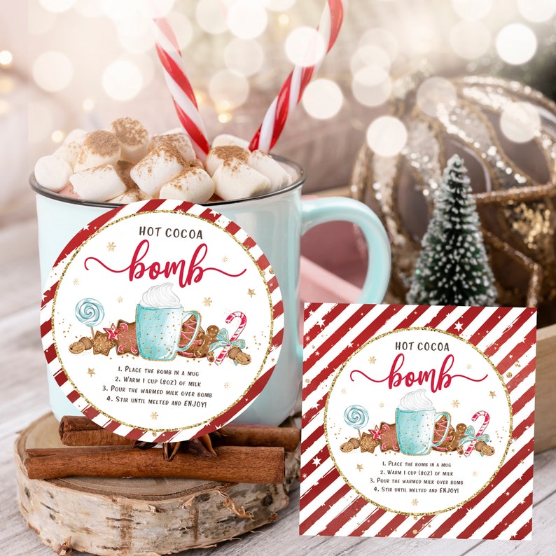 Hot Cocoa Bomb Tag Printable Bomb Tag Hot Chocolate Bomb - Etsy