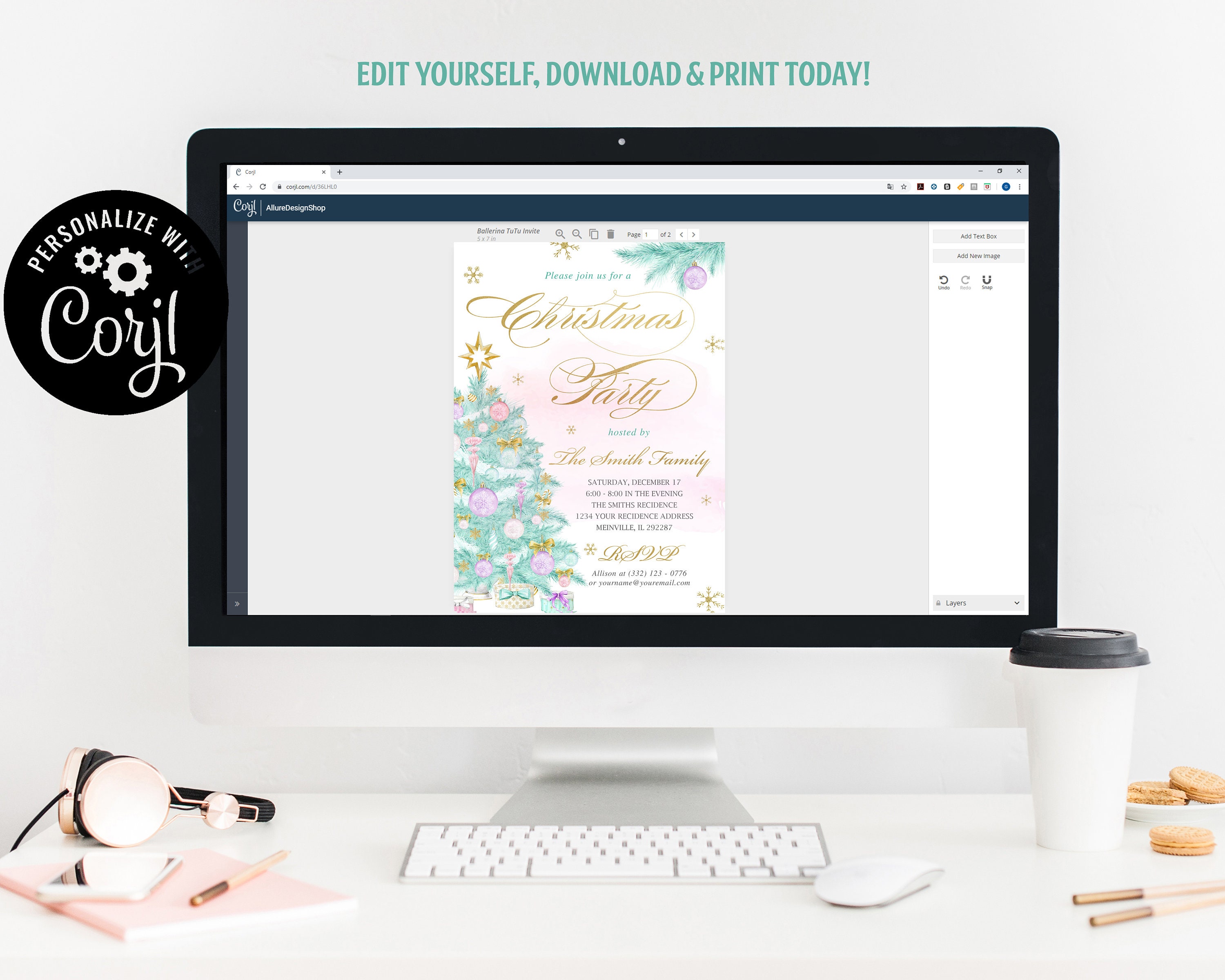 EDITABLE Christmas Party Invitation Dinner Party Invitation | Etsy