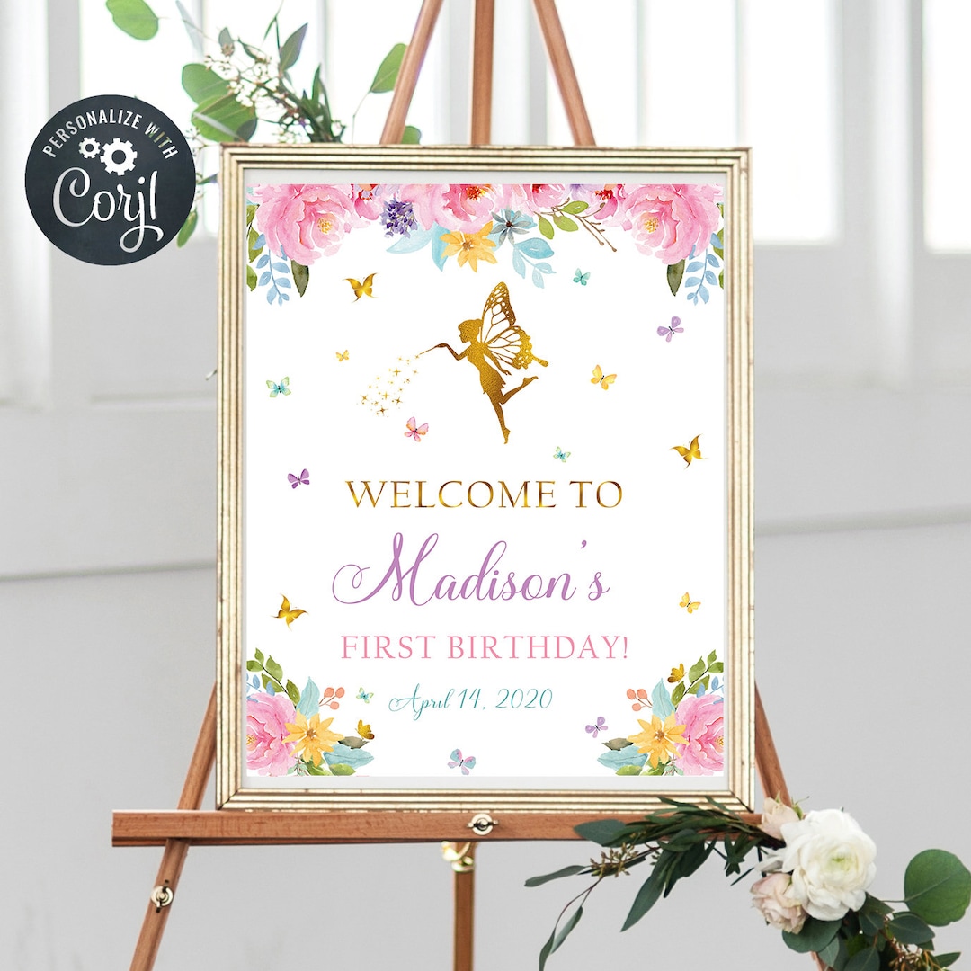 Fairy Welcome Sign Floral Fairy Welcome Sign Fairy Birthday Party ...