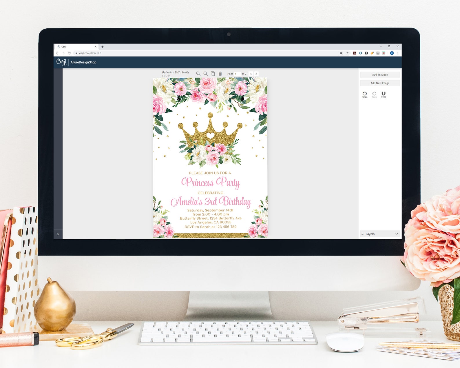 EDITABLE Princess Birthday Invitation Crown Birthday | Etsy