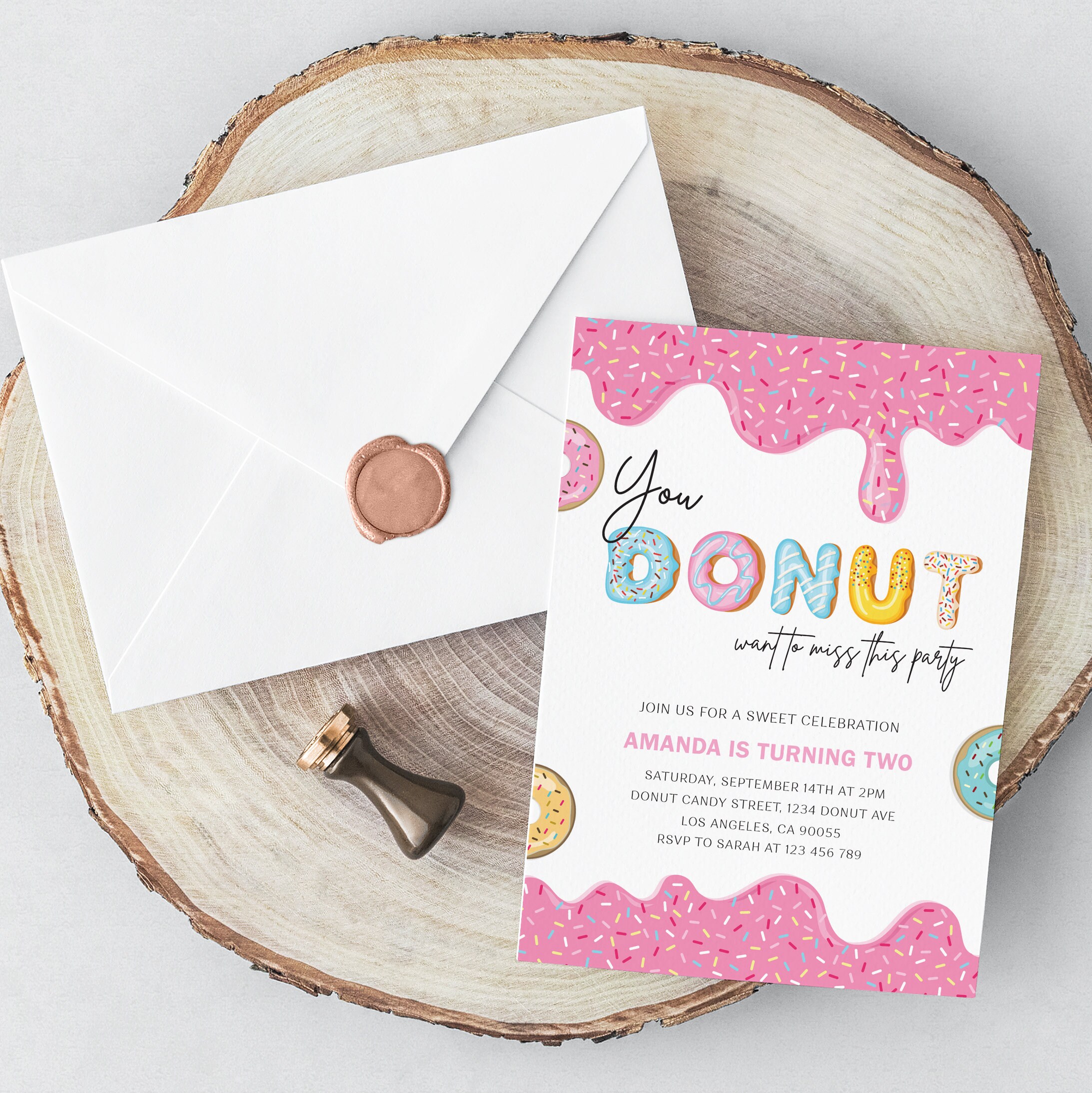 Donut Birthday Invitation Donut Girl Birthday Invite Donut - Etsy
