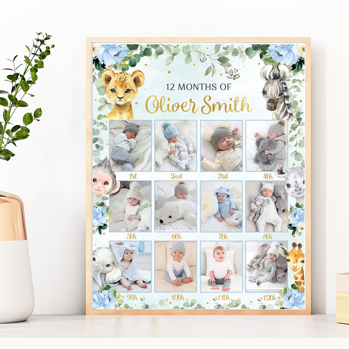 First 12 Months Photo Collage Boy Wild One 1st Birthday - Etsy