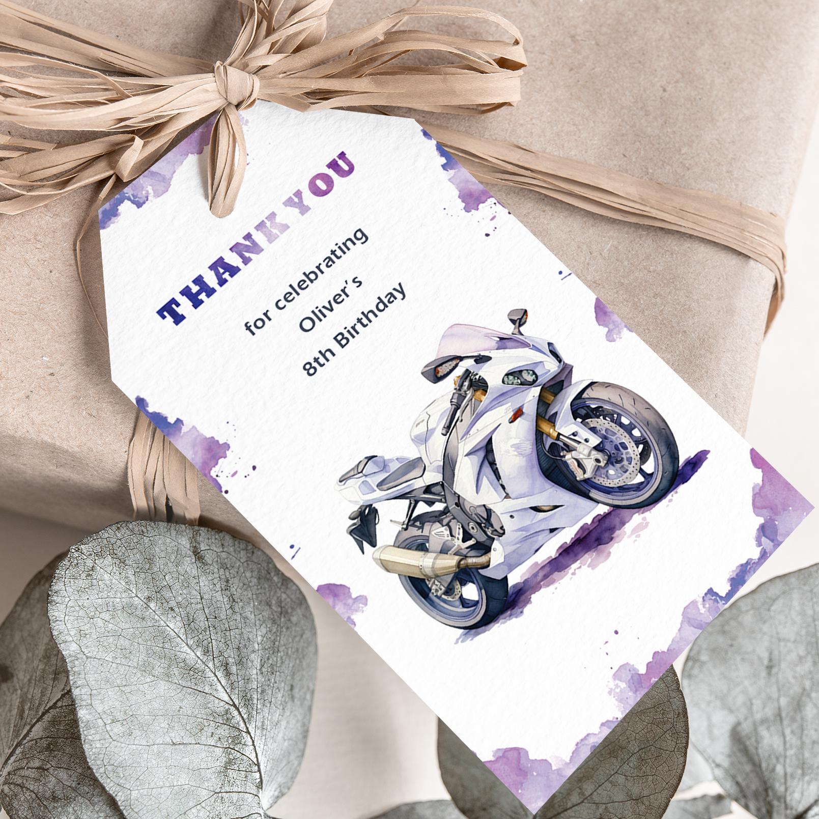Editable Motorbike Birthday Thank You Tag Dirt Bike Favor Tag Printable ...