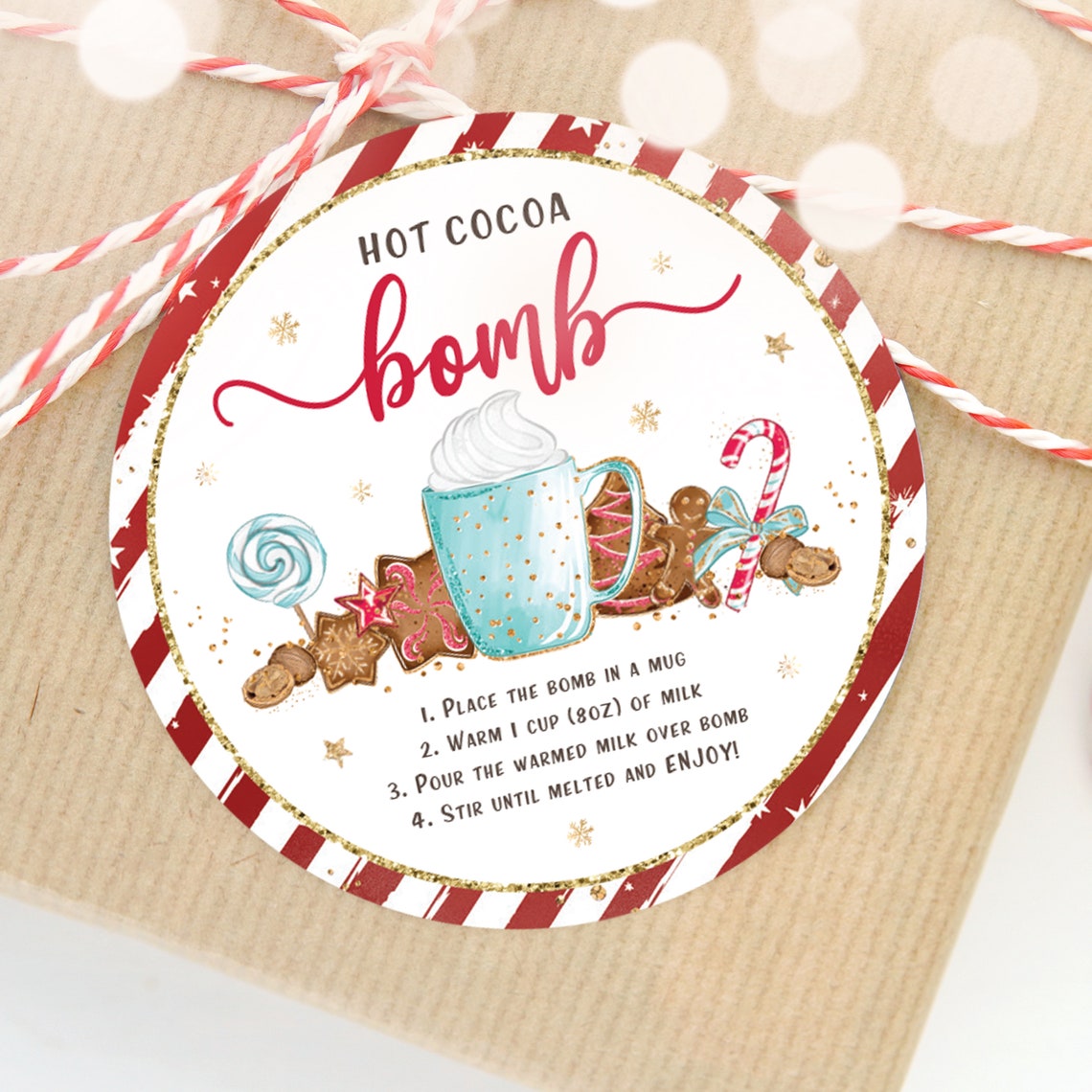Hot Cocoa Bomb Tag Printable Bomb Tag Hot Chocolate Bomb - Etsy