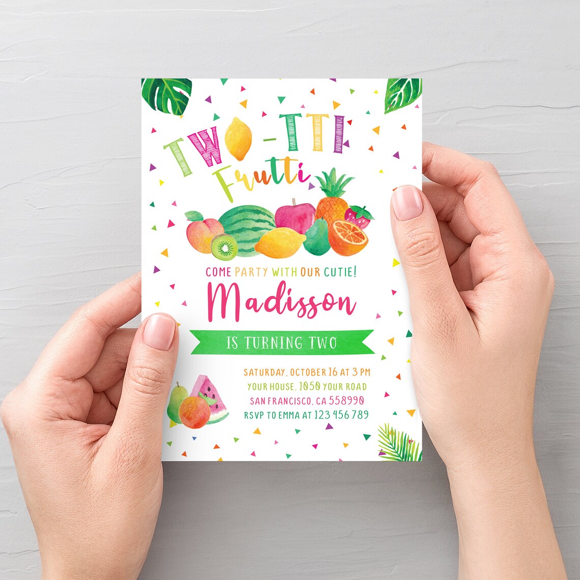 Fruit Birthday Invitation Twotti Frutti Birthday Invite Tutti - Etsy