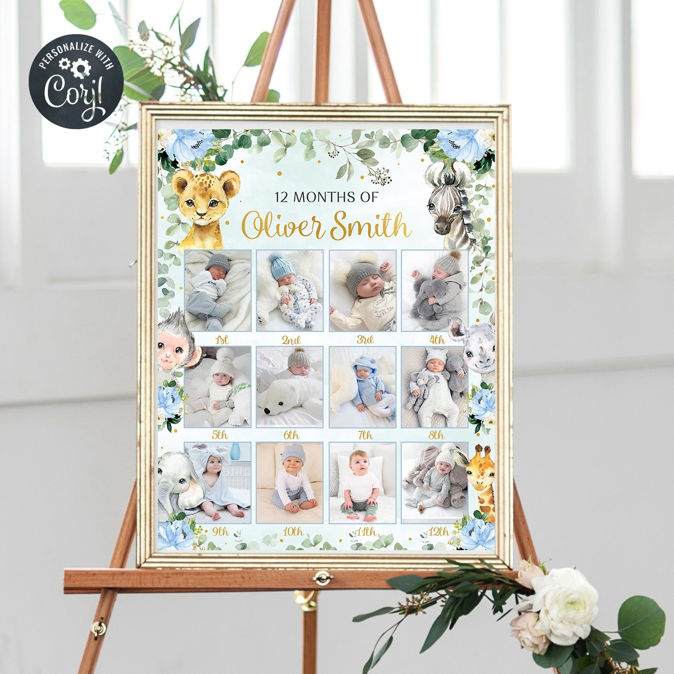 First 12 Months Photo Collage Boy Wild One 1st Birthday | Etsy UK