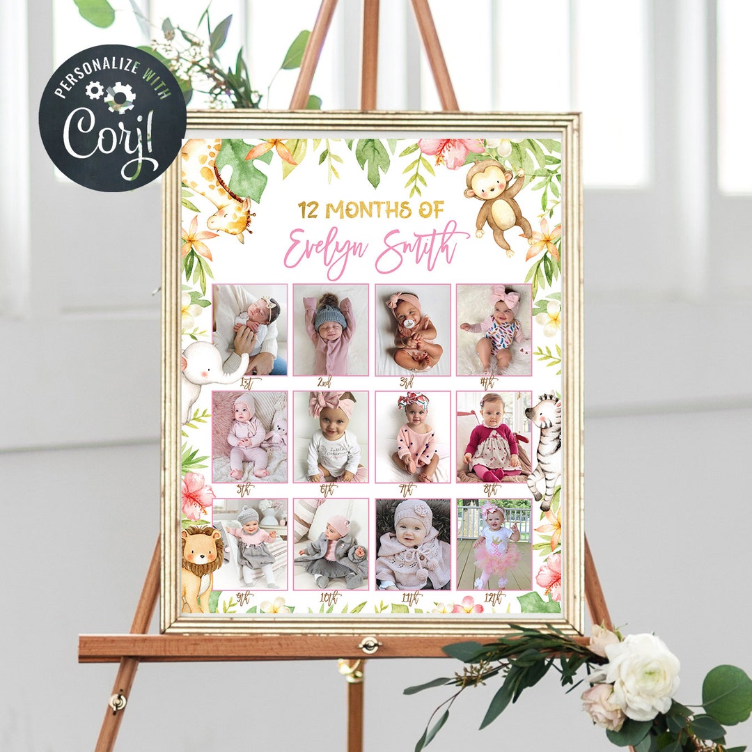 First 12 Months Photo Collage Wild One 1st Birthday Photo Etsy First 12 Months Photo Collage Wild One 1st Birthday Photo Etsy