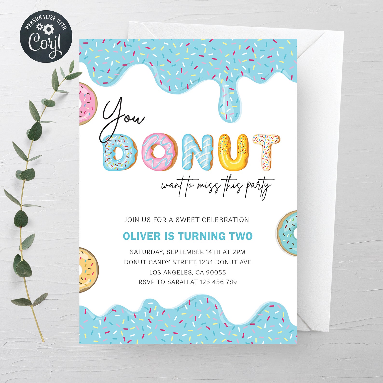 Donut Birthday Invitation Donut Birthday Invite Donut Party | Etsy