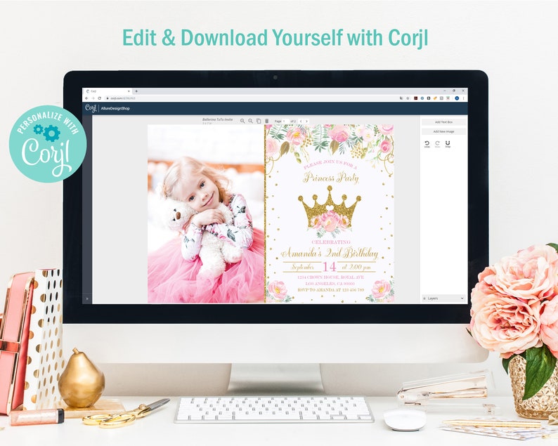 Editable Crown Birthday Invitation Princess Birthday Invite - Etsy