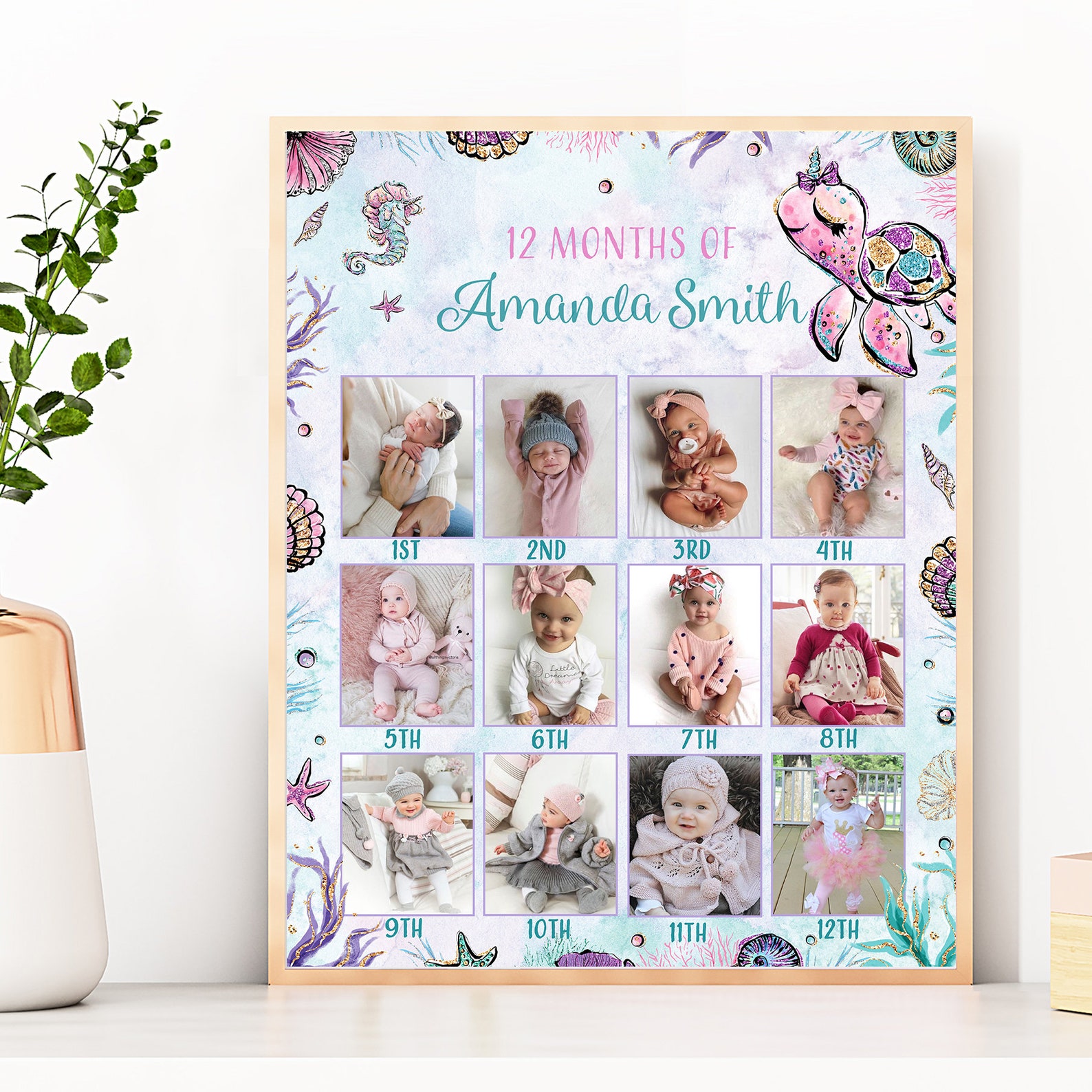 First 12 Months Photo Collage Under the Sea 1st Birthday - Etsy