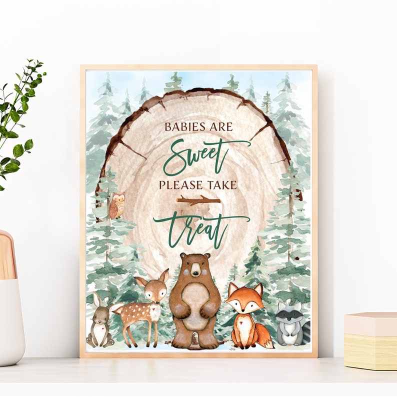 Babies Are Sweet Woodland Sign, Animals Sign Printable, Forest Party ...