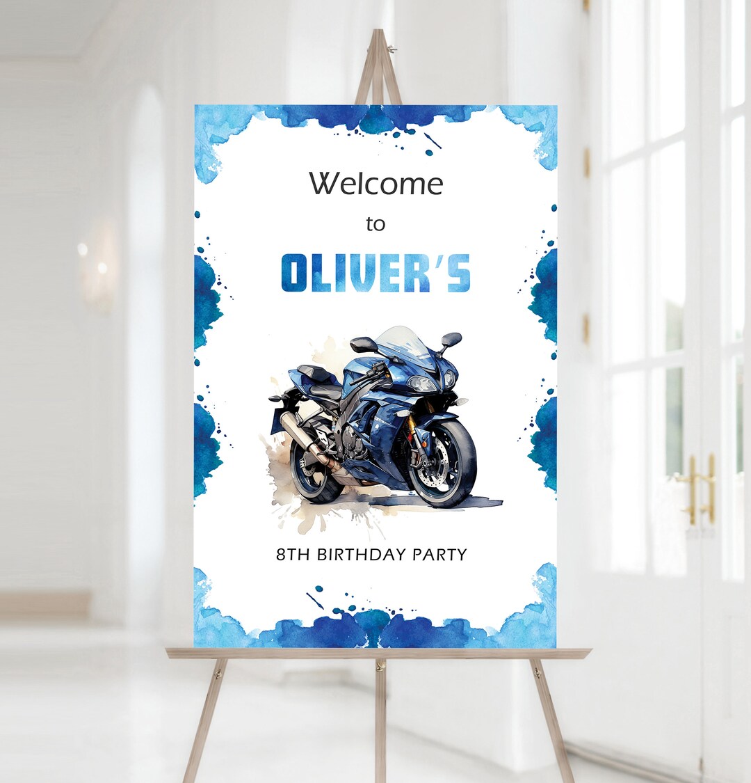 Editable Motorbike Welcome Sign, Motocross Birthday Printable Sign ...