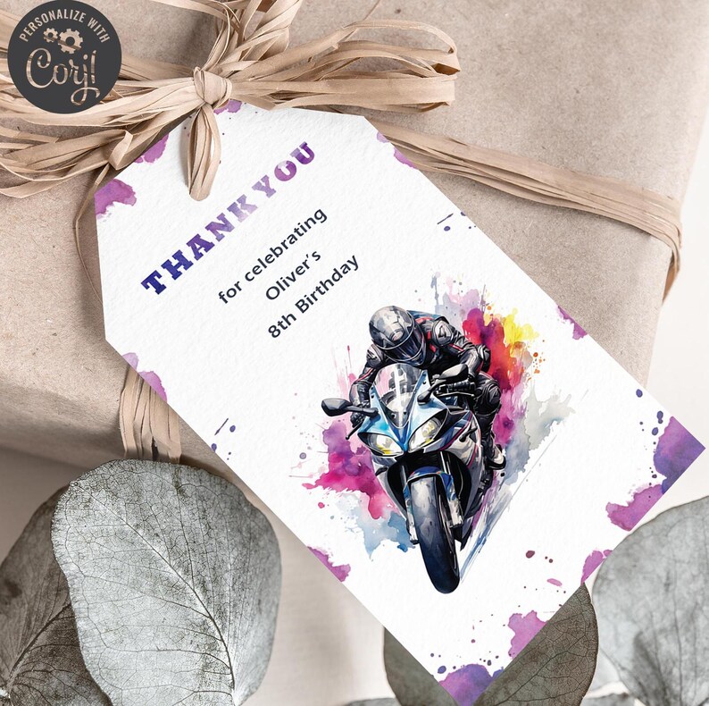 Editable Dirt Bike Birthday Thank You Tag Motorbike Birthday Thank You ...