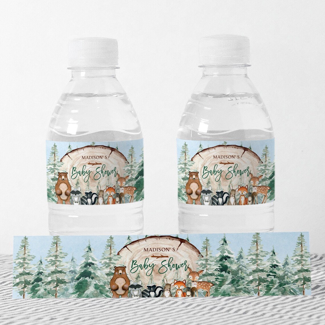 Editable Woodland Animals Baby Shower Bottle Label Forest | Etsy