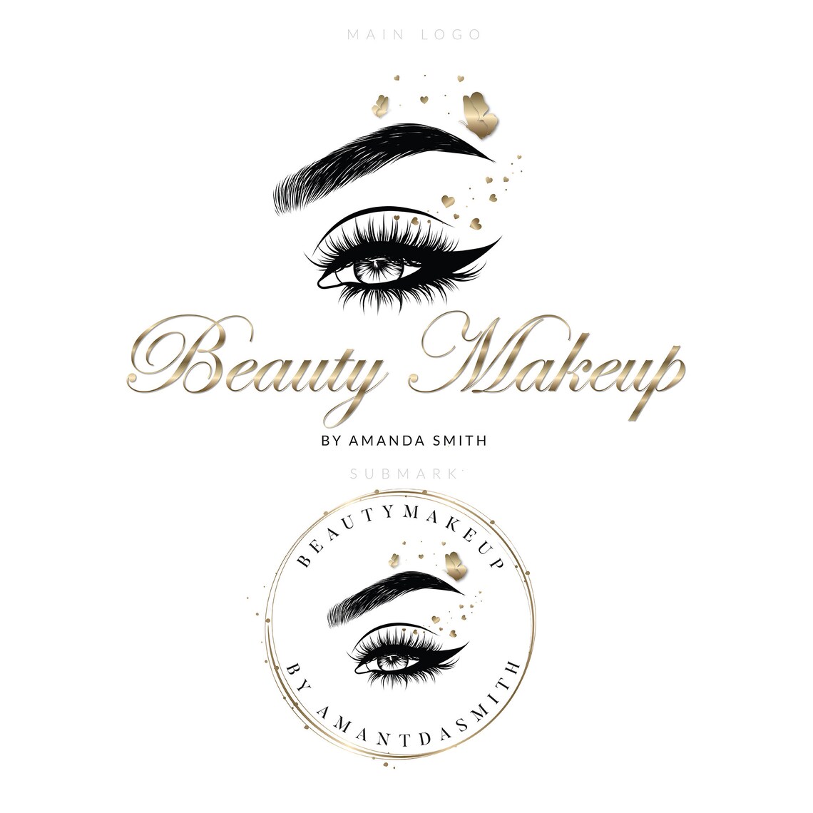 Gold Lashes Logo Design Butterfly Lash Logo Design Eyelash - Etsy UK