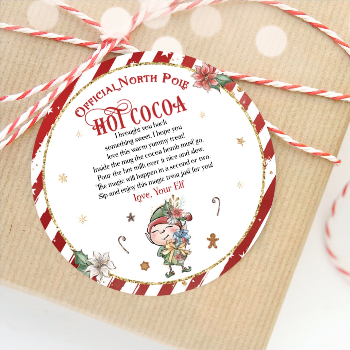Editable Elf Special Delivery Tag Hot Cocoa Bomb Tag North - Etsy
