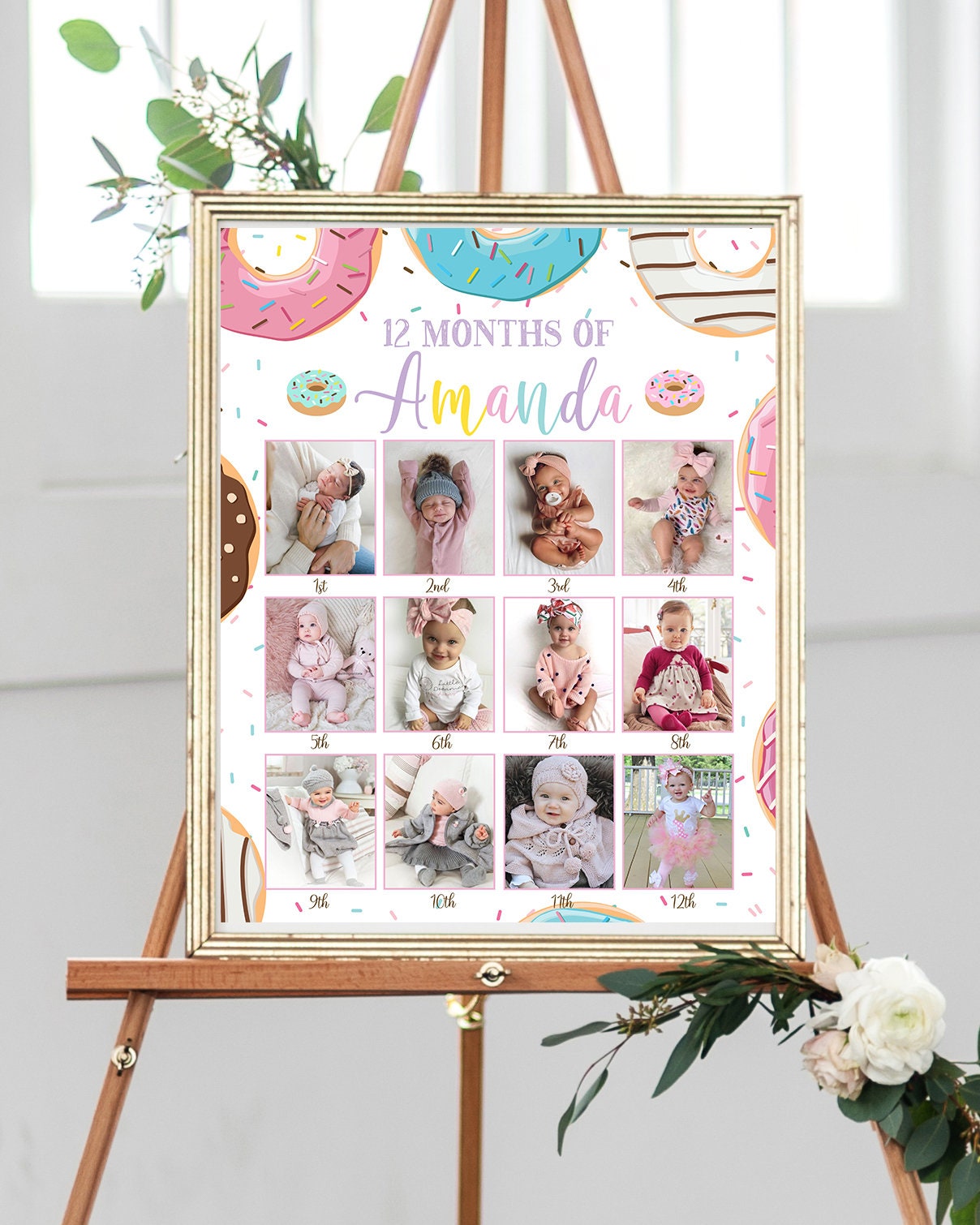 First 12 Months Photo Collage 1st Birthday Photo Collage Donut - Etsy UK