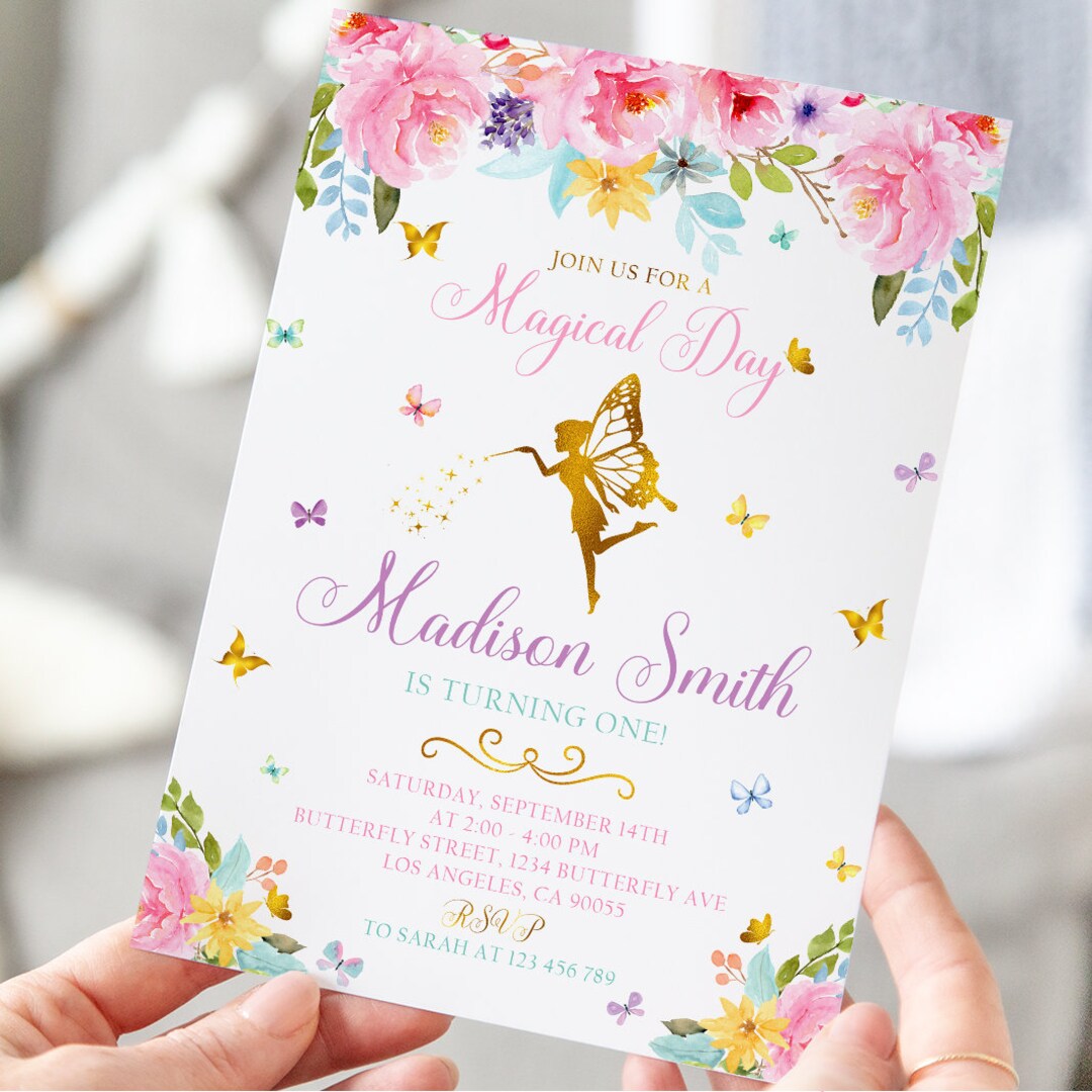 Fairy Birthday Invitation Magical Fairy Invitation Floral Fairy ...