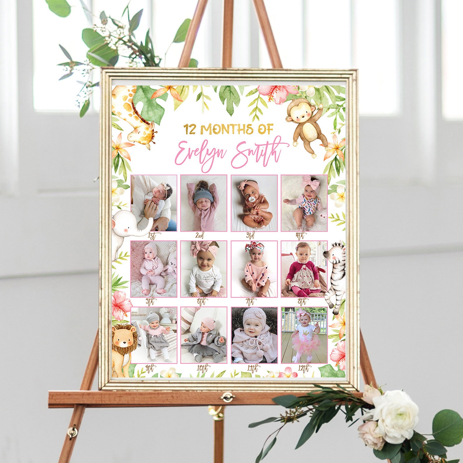 First 12 Months Photo Collage Wild One 1st Birthday Photo | Etsy