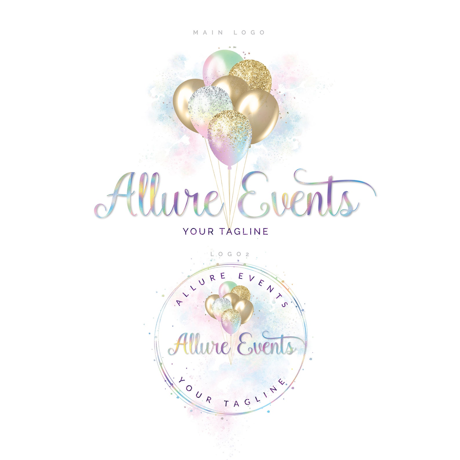 Balloon Logo Design Premade Logo Event Logo Holographic - Etsy