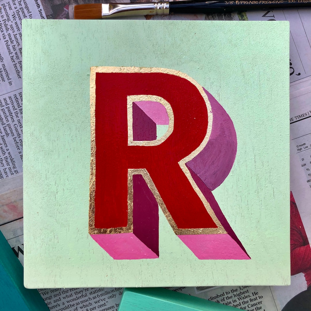Personalised Hand Painted Gold Leafed Sign Written Initial - Etsy