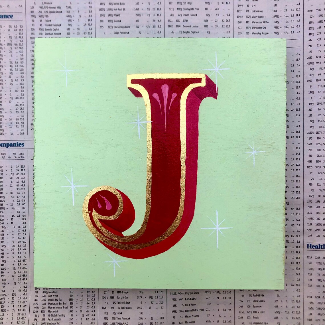 Personalised Hand Painted Gold Leafed Sign Written Initial - Etsy