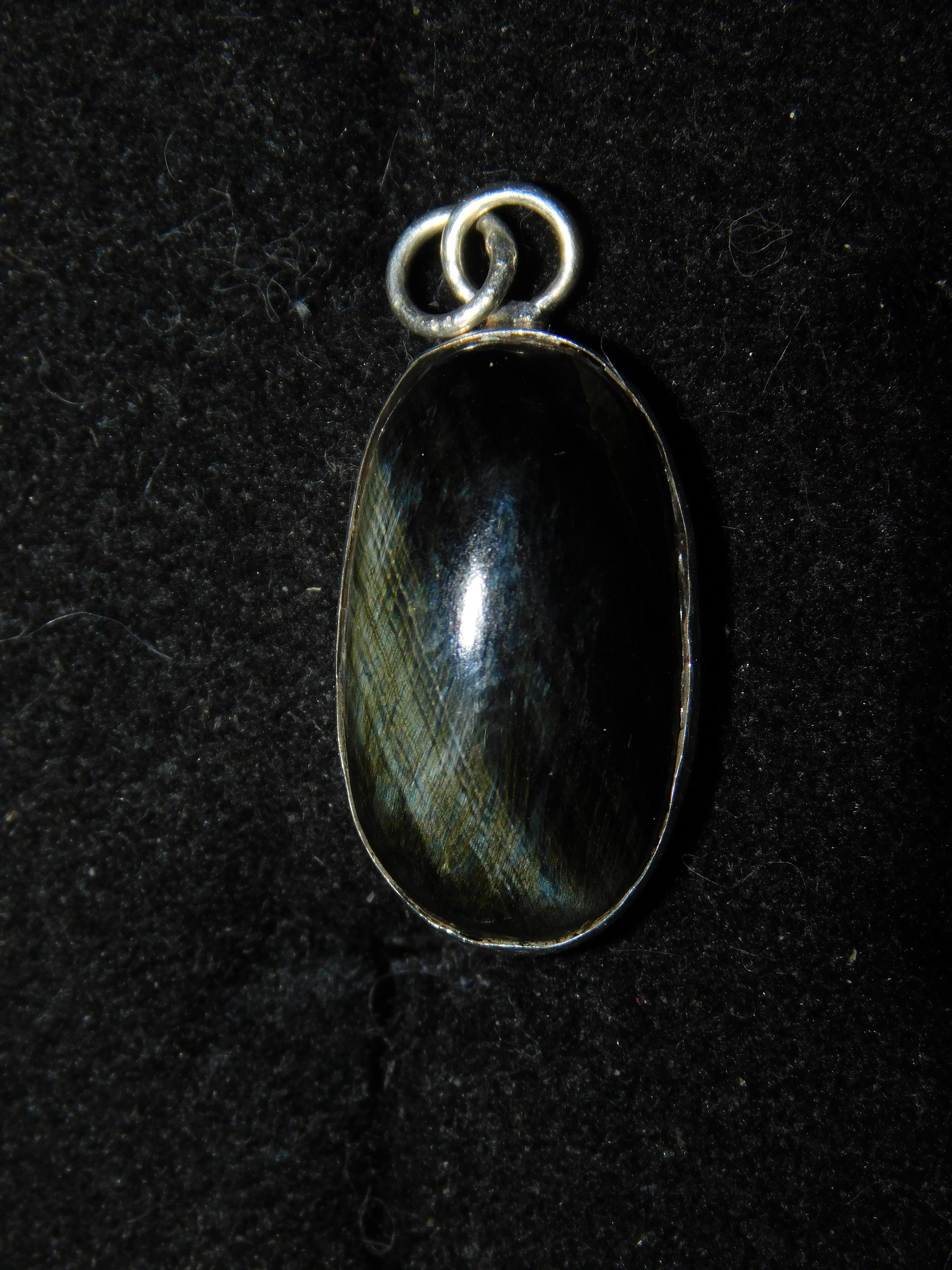 Hawk's Eye blue Tiger Eye Stone Set in Sterling Silver. - Etsy