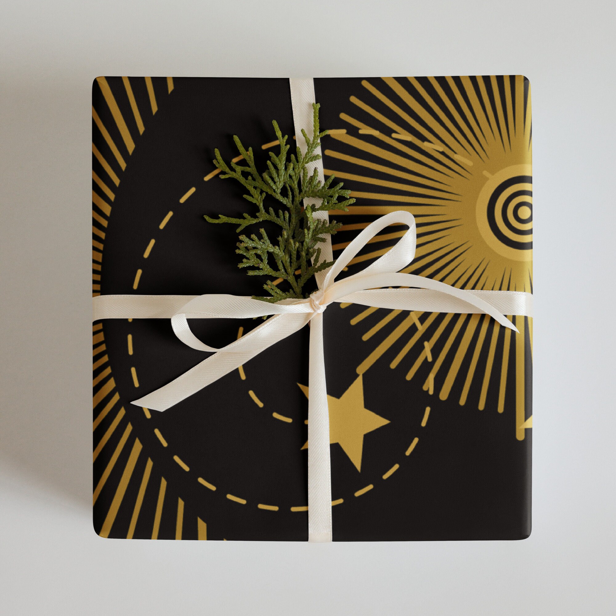 Elegant Sun and Moon Pattern Wrapping Paper Perfect for All Occasions ...