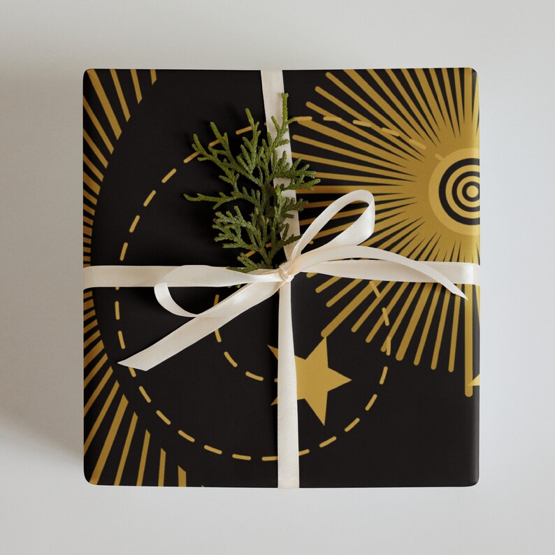 Elegant Sun and Moon Pattern Wrapping Paper Perfect for All Occasions ...