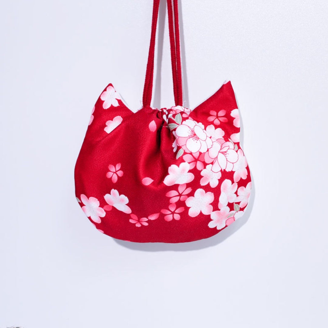 Kinchaku Bag, Drawstring Bag, Hand Bag, Kimono Bag, Vintage Kimono ...