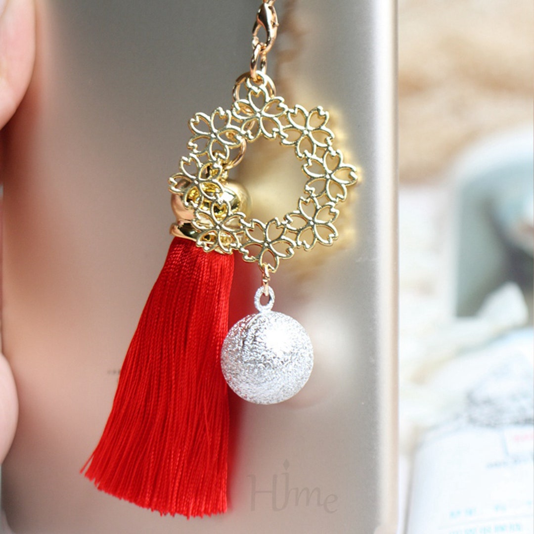 Mizune Suzu Bell Phone Chain, Sakura Bell Tassels Phone Chain, Kawayi ...