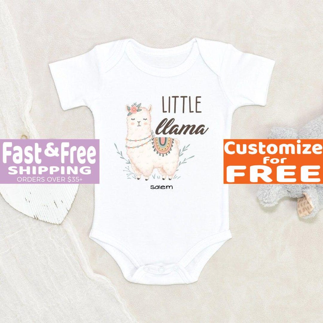 Woodland Animals Baby Onesie® Little Llama Personalized Baby Onesie ...