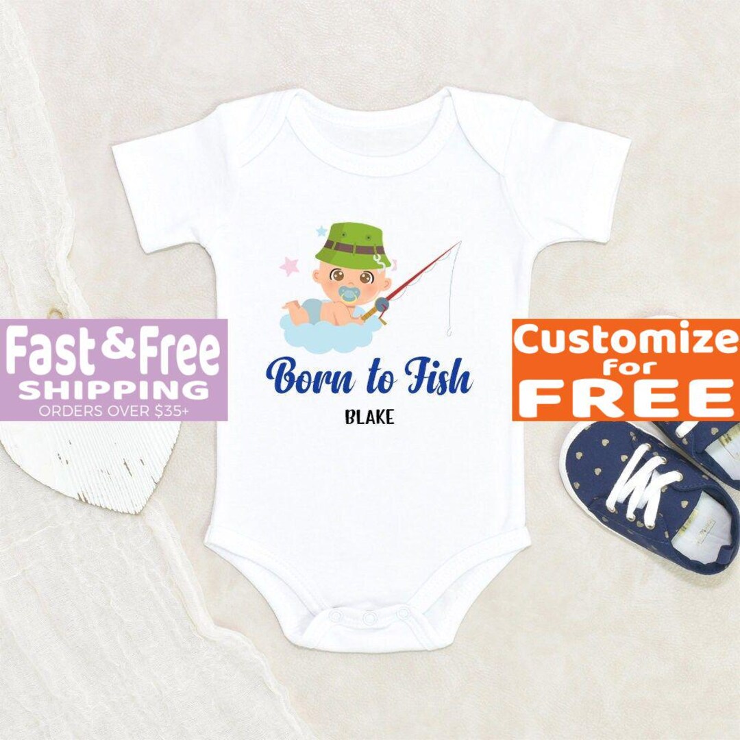 Fishing Baby Onesie® Birthed to Fish Personalized Baby Onesie® Newborn ...
