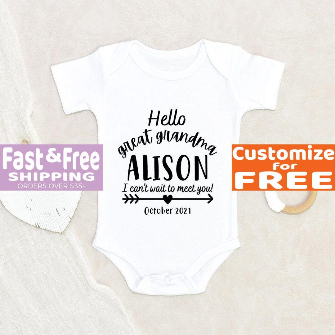 New Grandma Gift Hello Great Grandma I Can't Wait to See You ...