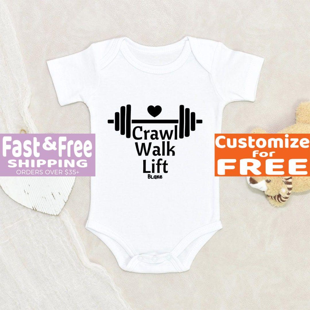 Personalized Baby Announcement Onesie®: Crawl Walk Lift, Custom Name - Etsy