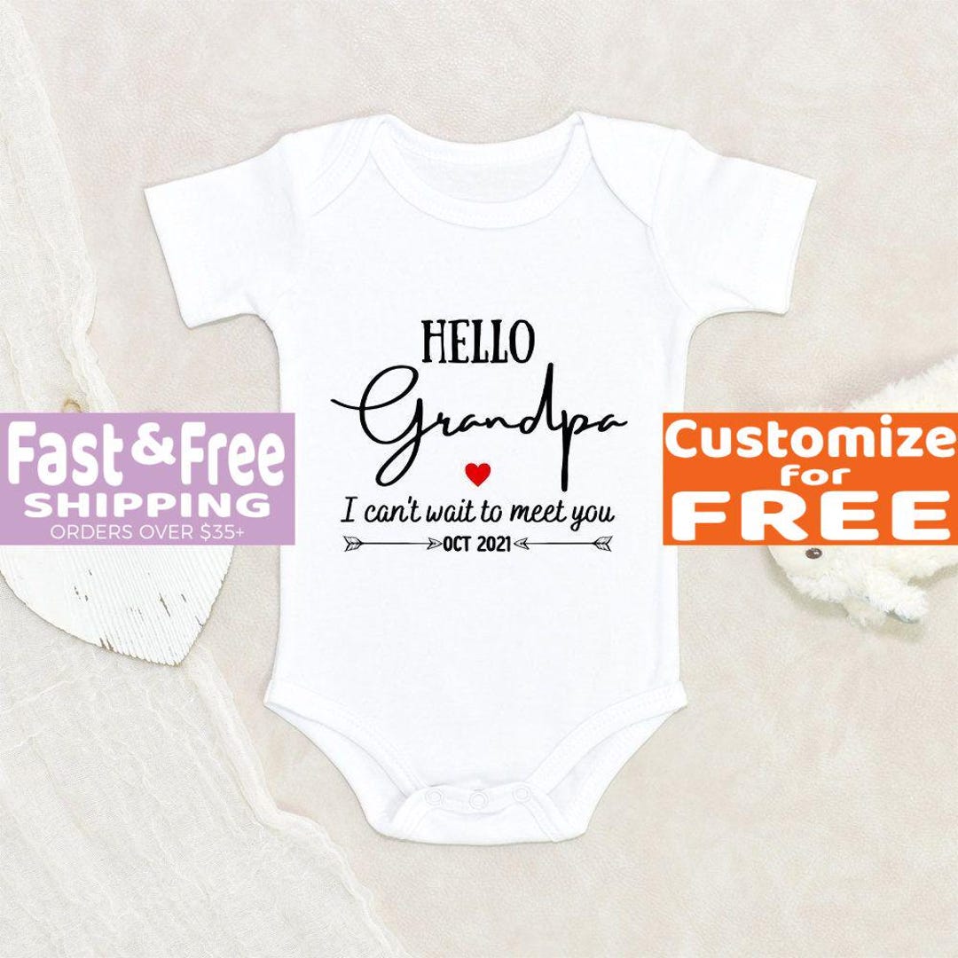 Personalized Hello Grandpa Baby Onesie®: Custom Grandparent Gift - Etsy