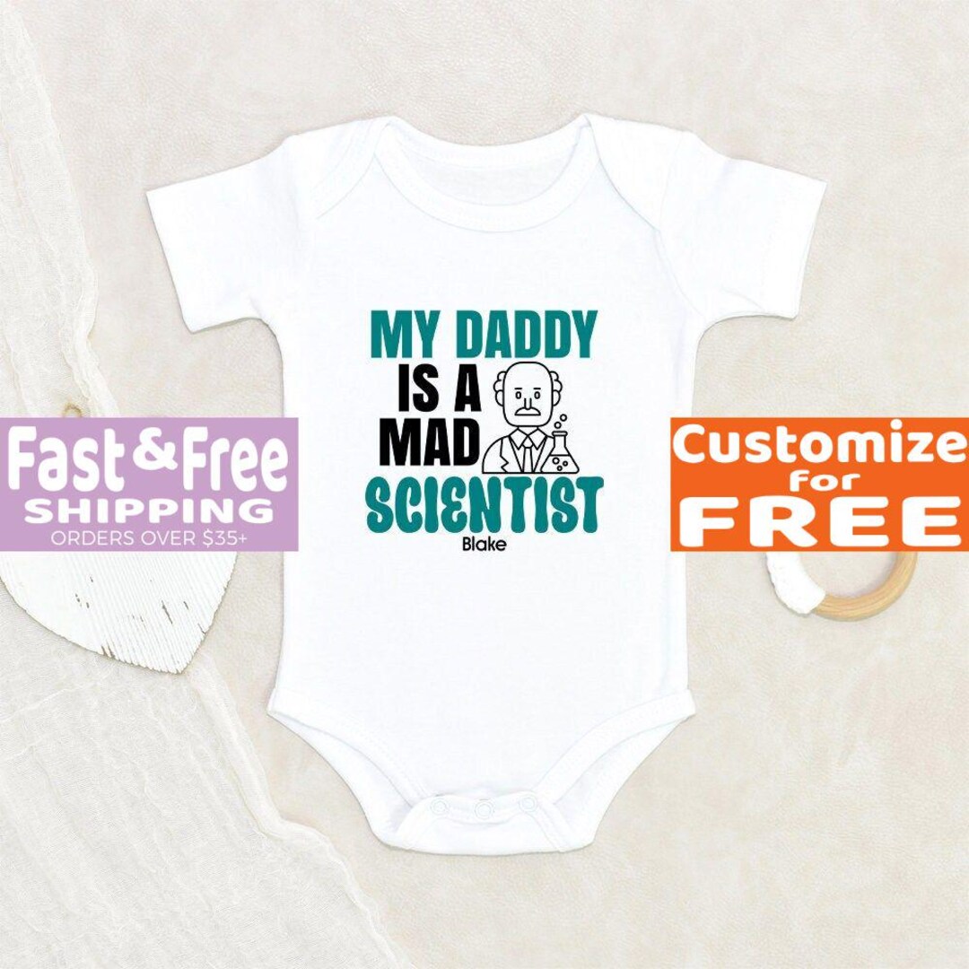 Laboratory Partner Onesie® My Daddy is A Mad Scientist Personalized ...