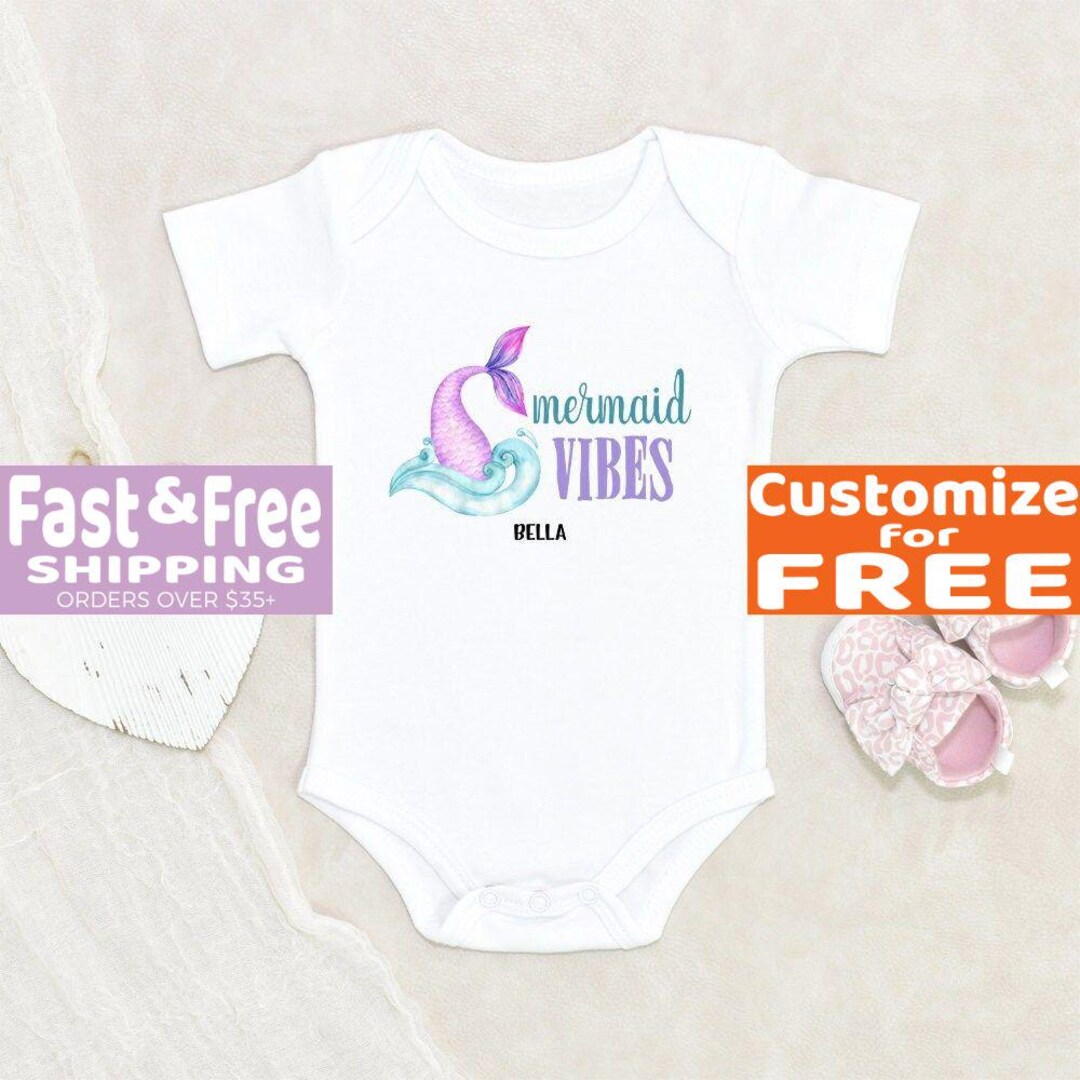 Sea-themed Baby Onesie® Mermaids Vibe Personalized Baby Onesie® Oceans ...