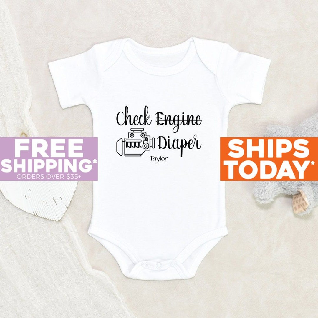 Newborn Baby Onesie® Check Engine Diaper Personalized Baby - Etsy