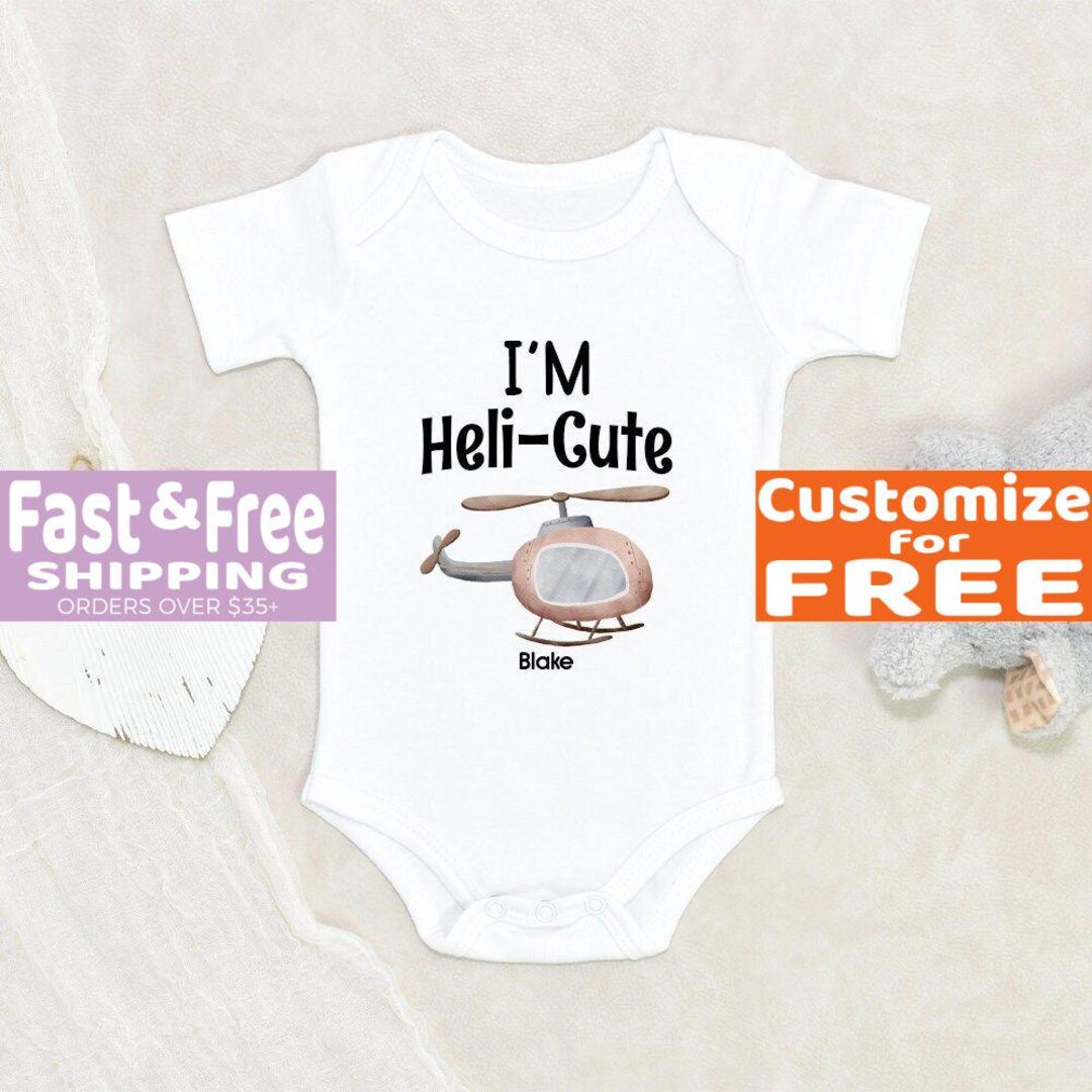 Helicopter Baby Onesie®: I'm Heli-cute Personalized Baby Clothes - Etsy