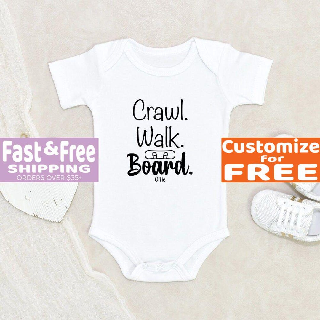 Personalized Crawl Walk Board Baby Onesie®: Snowboard Gift - Etsy