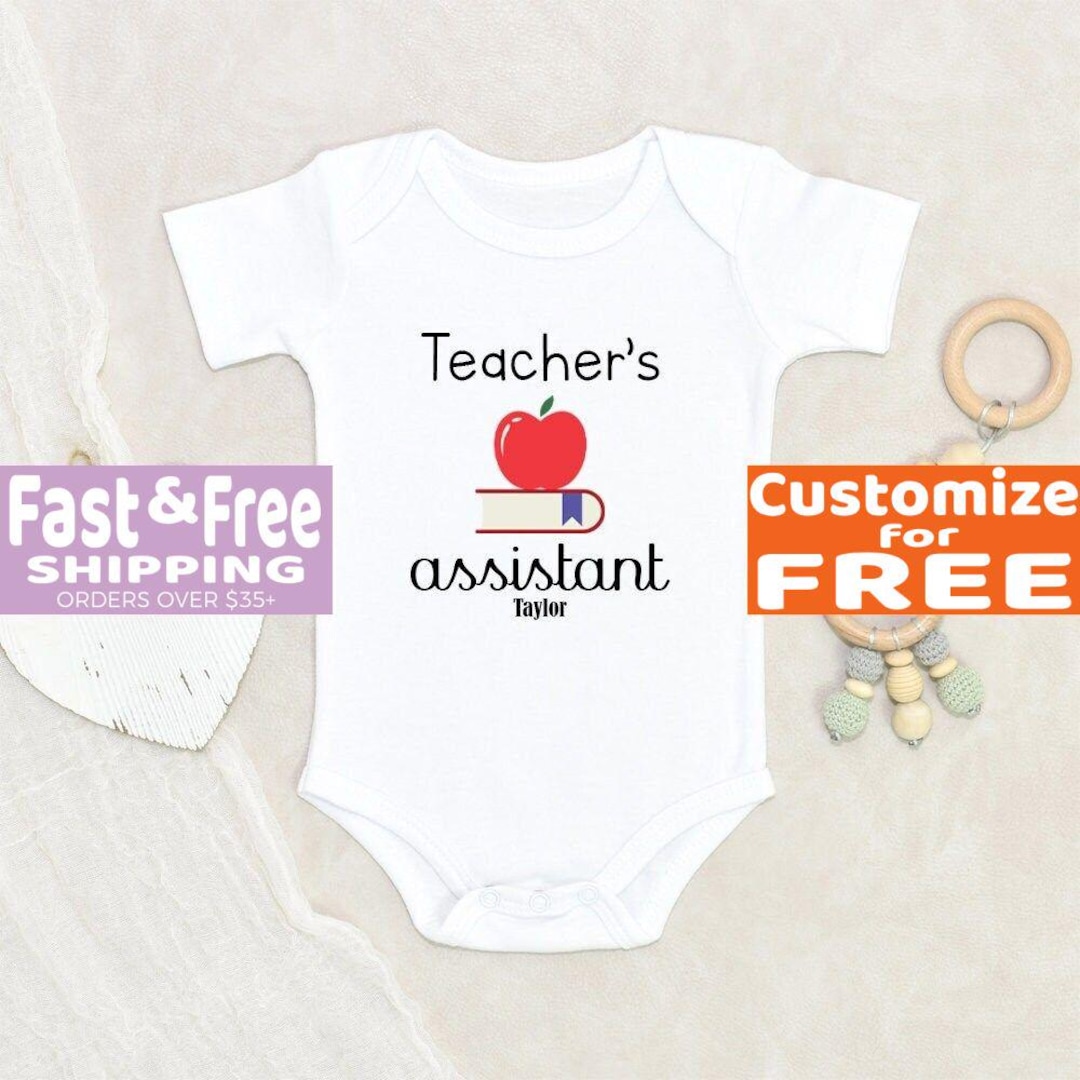 Cute Baby Clothes Teacher's Assistant Personalized Onesie® Custom Baby Onesie® Teacher Mom ...