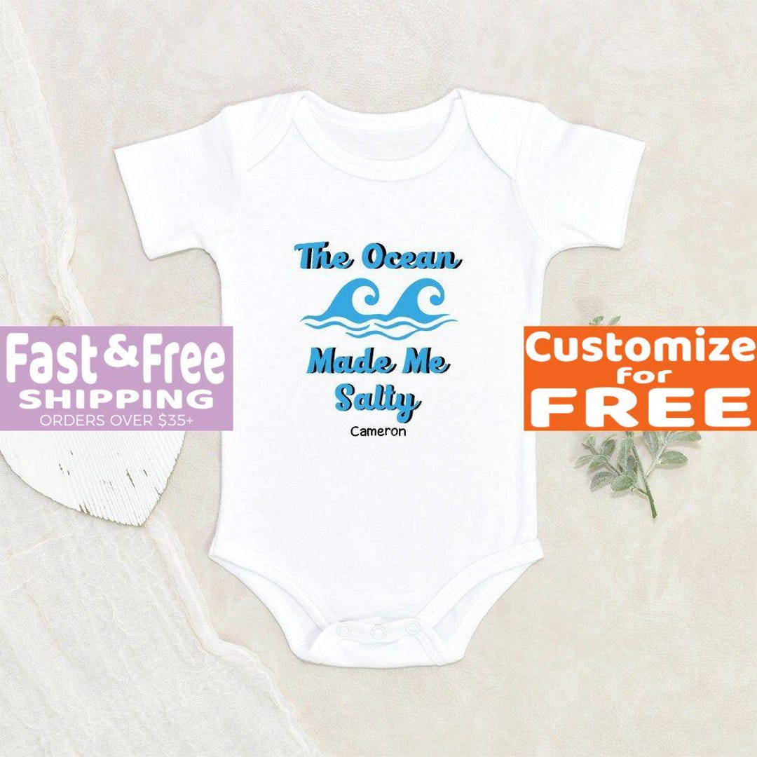 Personalized 'ocean Made Me Salty' Baby Onesie - Summer Sea Saying - Etsy