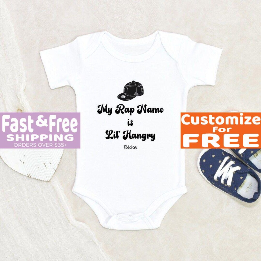 Funny Rapper Baby Onesie® My Rap Name is Lil Hangry Personalized Baby ...