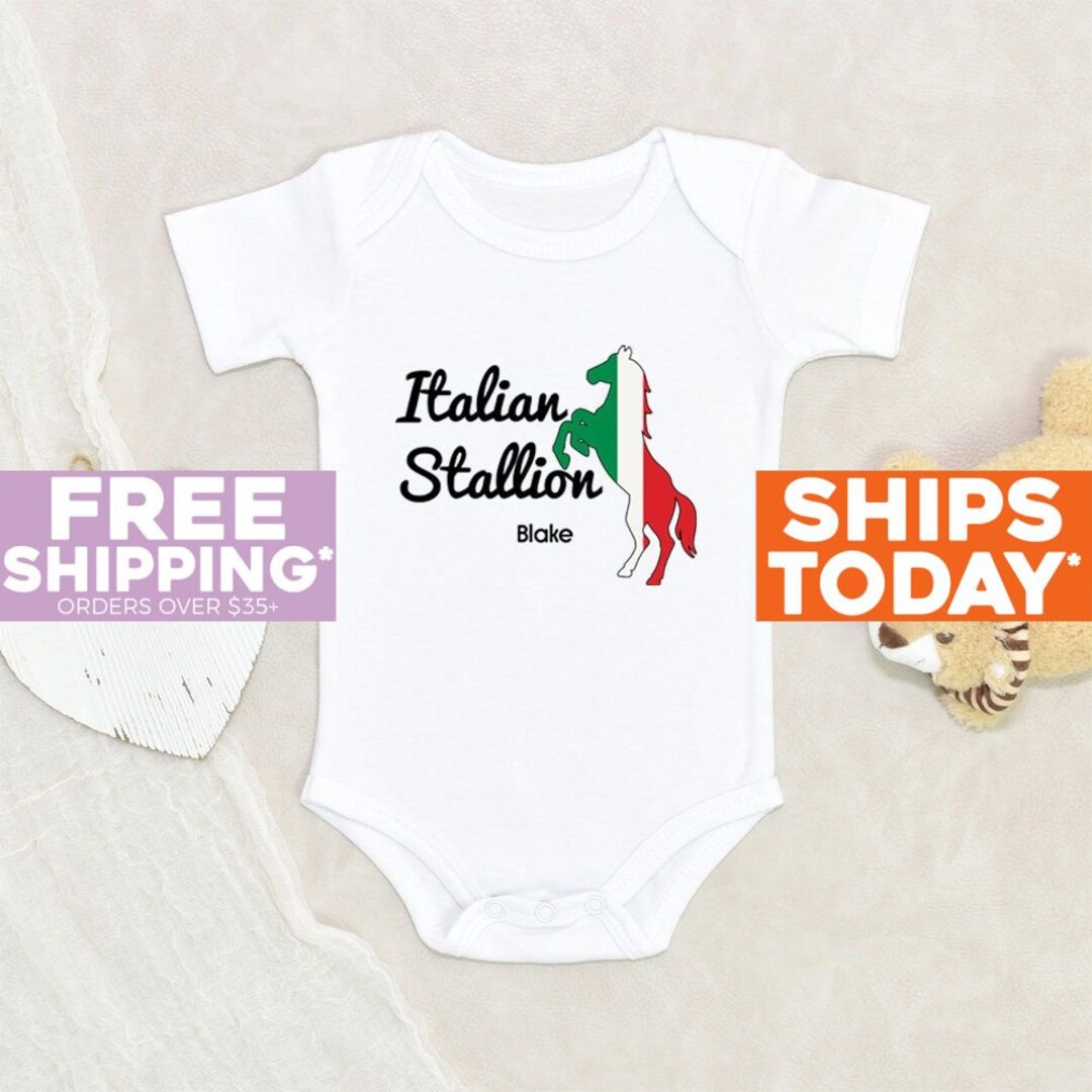 Horse Baby Onesie® Italian's Stallion Personalized Baby Onesie® Italian ...