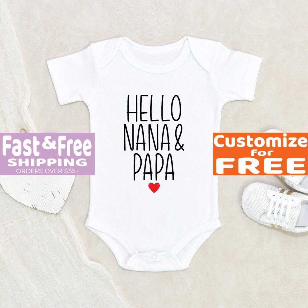 Hello Nana & Papa Baby Onesie® - Grandparent Announcement - Etsy