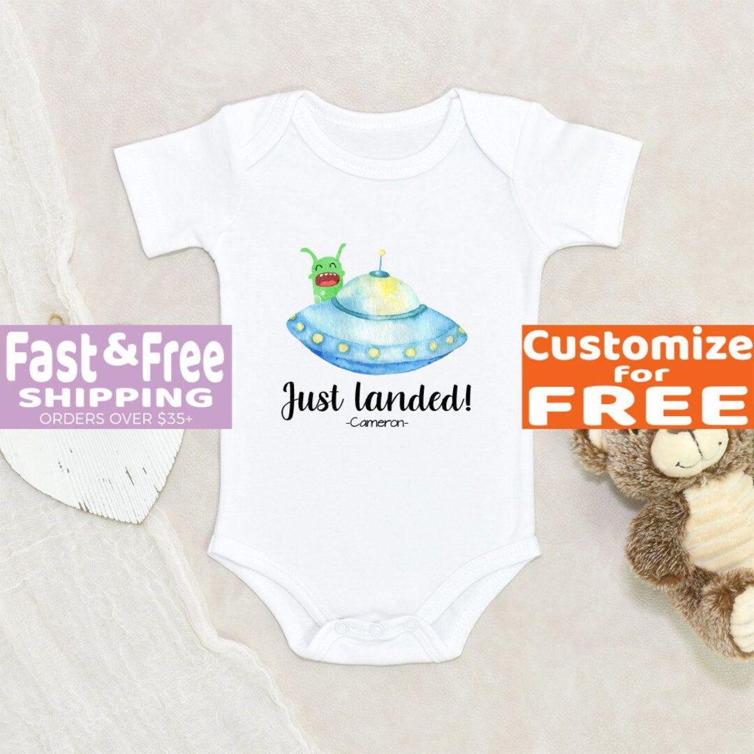 Funny Aliens Baby Onesie® Just Land Personalized Name Baby Onesie ...